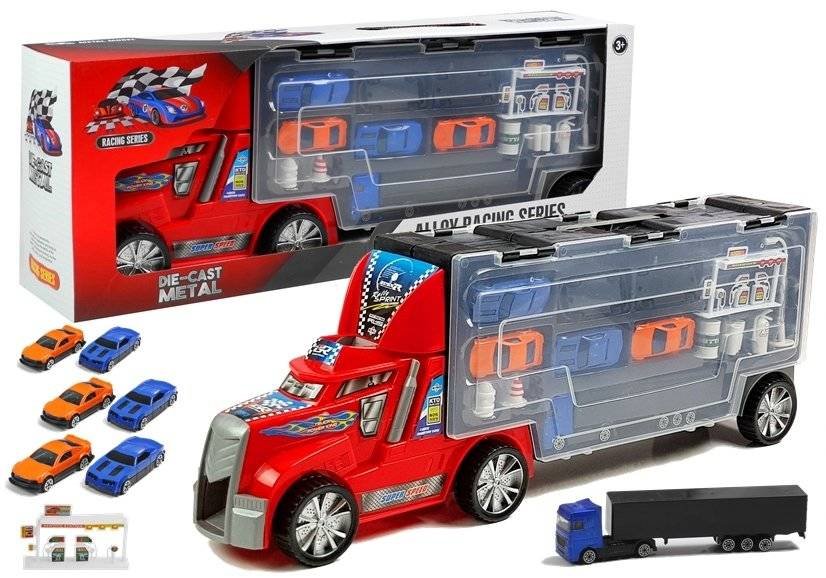 Tir Ciężarówka z Autkami Sorter Resoraki Akcesoria - lean | Sklep EMPIK.COM