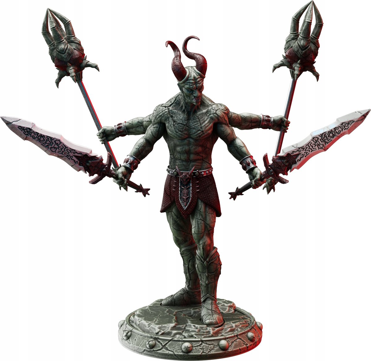 Tiranite Demon Wojownik Diabe Figurka 12k + Podstawa do DND D&D druk 3D ...