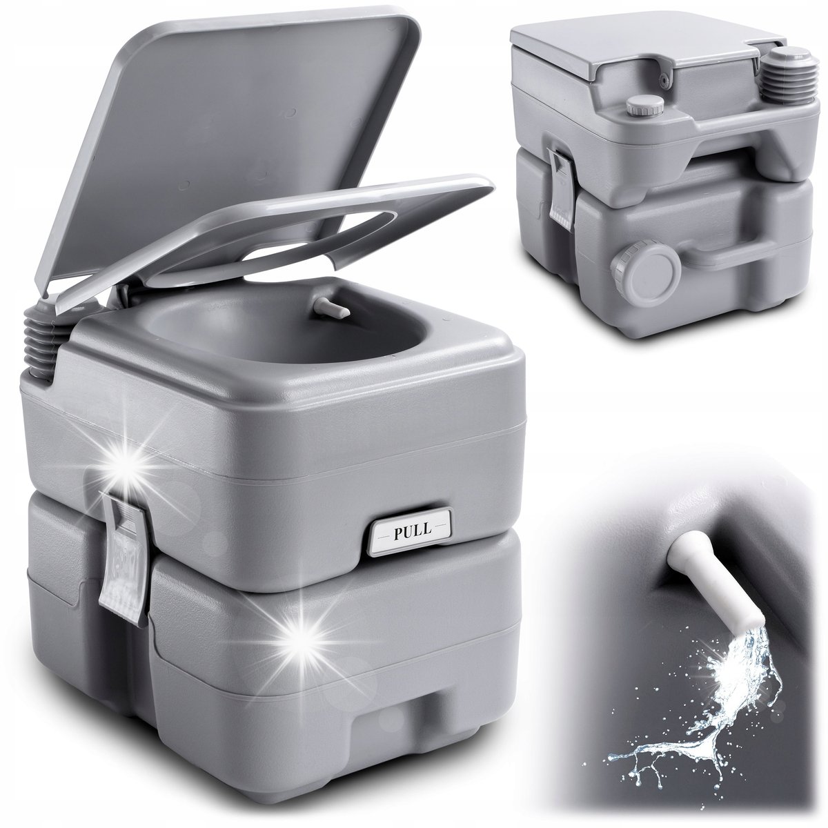 TOALETA PRZENOŚNA TURYSTYCZNA MOBILNA NA DZIAŁKĘ CAMPINGOWA WC SZARA ...