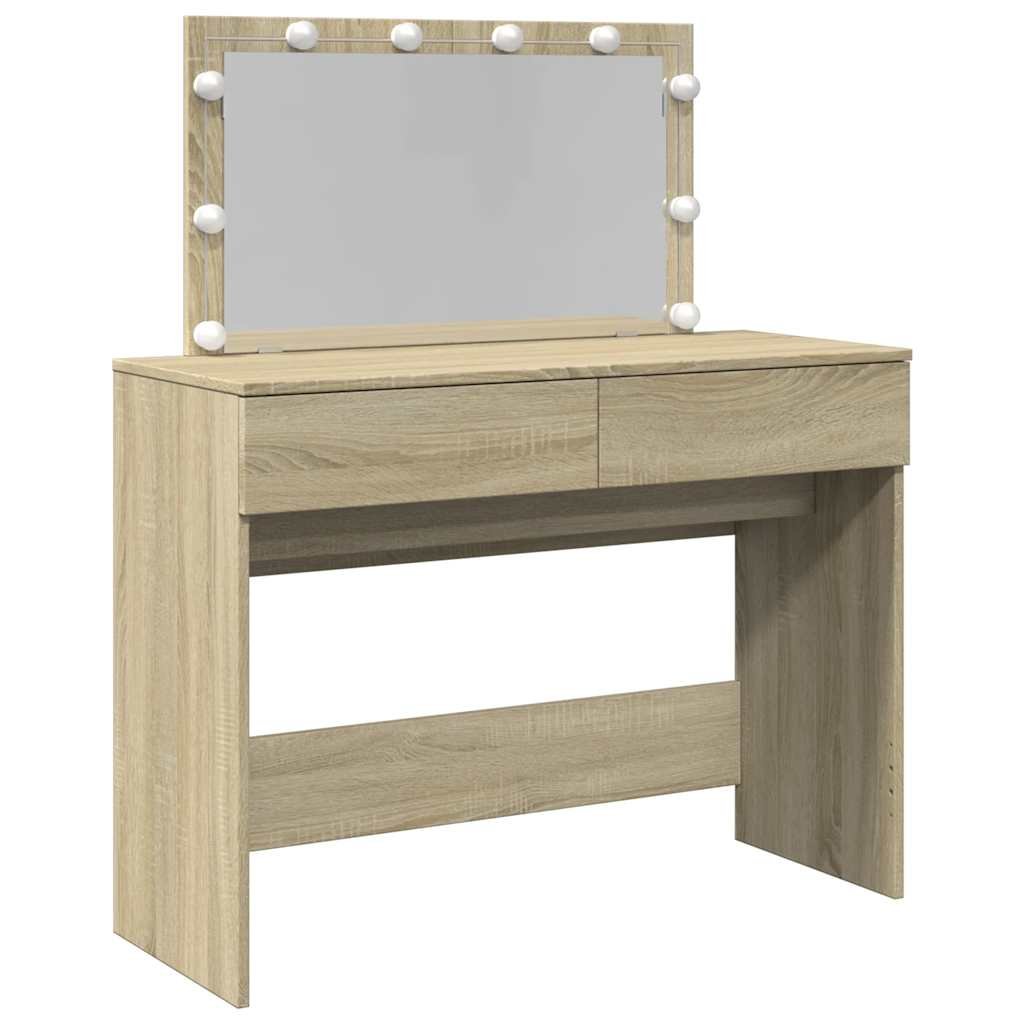 Toaletka z Lustrem i Oświetleniem LED, Dąb Sonoma, 100x40x120 cm ...