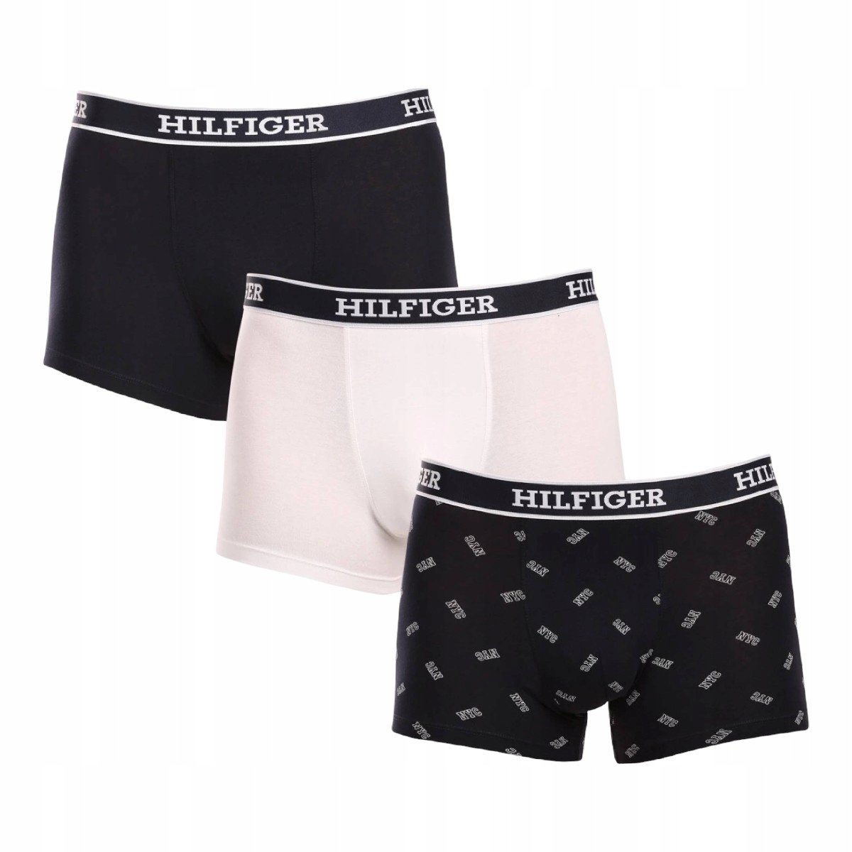 TOMMY HILFIGER BOKSERKI MĘSKIE 3P TRUNK PRINT GRANATOWE/BIAŁE r.XL ...