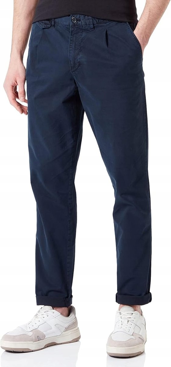 TOMMY HILFIGER GRANATOWE SPODNIE CHINOS PROSTE Z MANKIETEM 33/32 6BA ...