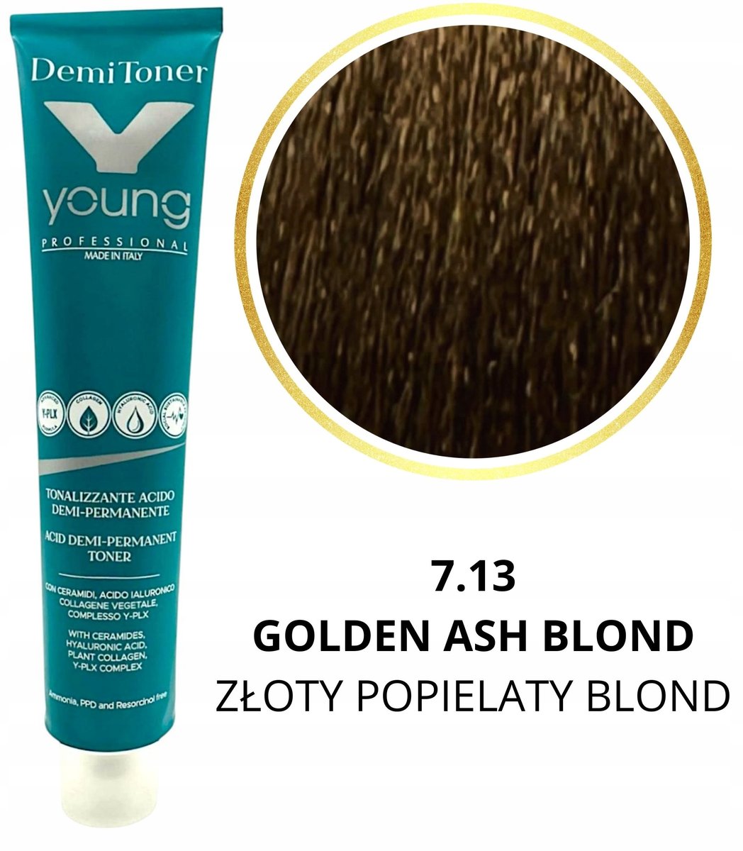 Toner Kwasowy Złoty Popielaty Blond 7.13 Z Kolagenem Bez ...