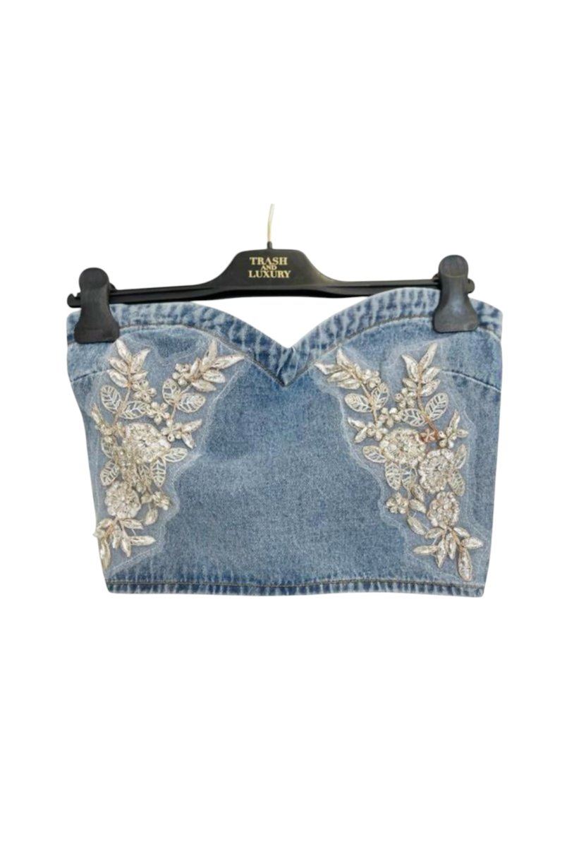 Top decolletè in jeans Donna TRASH AND LUXURY con applicazioni - Inna ...