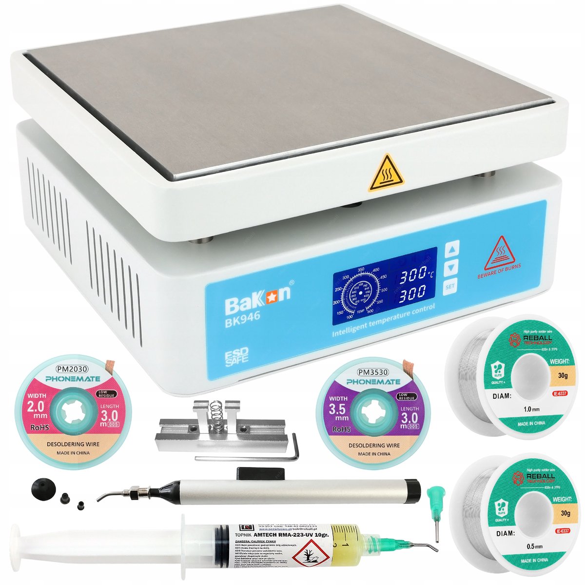 TOPNIK PASTA AMTECH 223 UV CYNA ZESTAW + PODGRZEWACZ BGA LCD LED BK946 ...