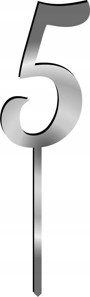 TOPPER Cyfra 5 - plexi srebrne lustro na TORT URODZINY - Inna marka ...