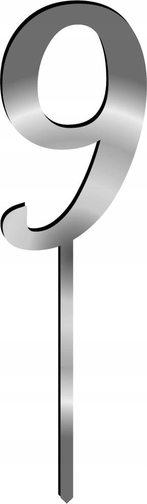 TOPPER Cyfra 9 - plexi srebrne lustro na TORT URODZINY - Inna marka ...