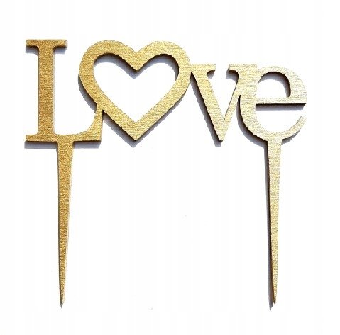 Topper LOVE Walentynki rocznica Ślub 14cm ZŁOTY - Pamario | Przyjęcia i ...