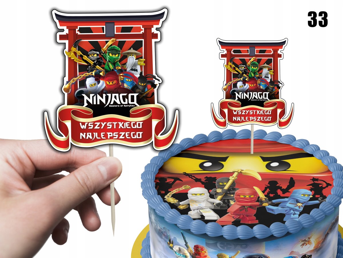 TOPPER NA TORT ozdoba dekoracja urodziny torcik LEGO NINJAGO WN STO LAT ...