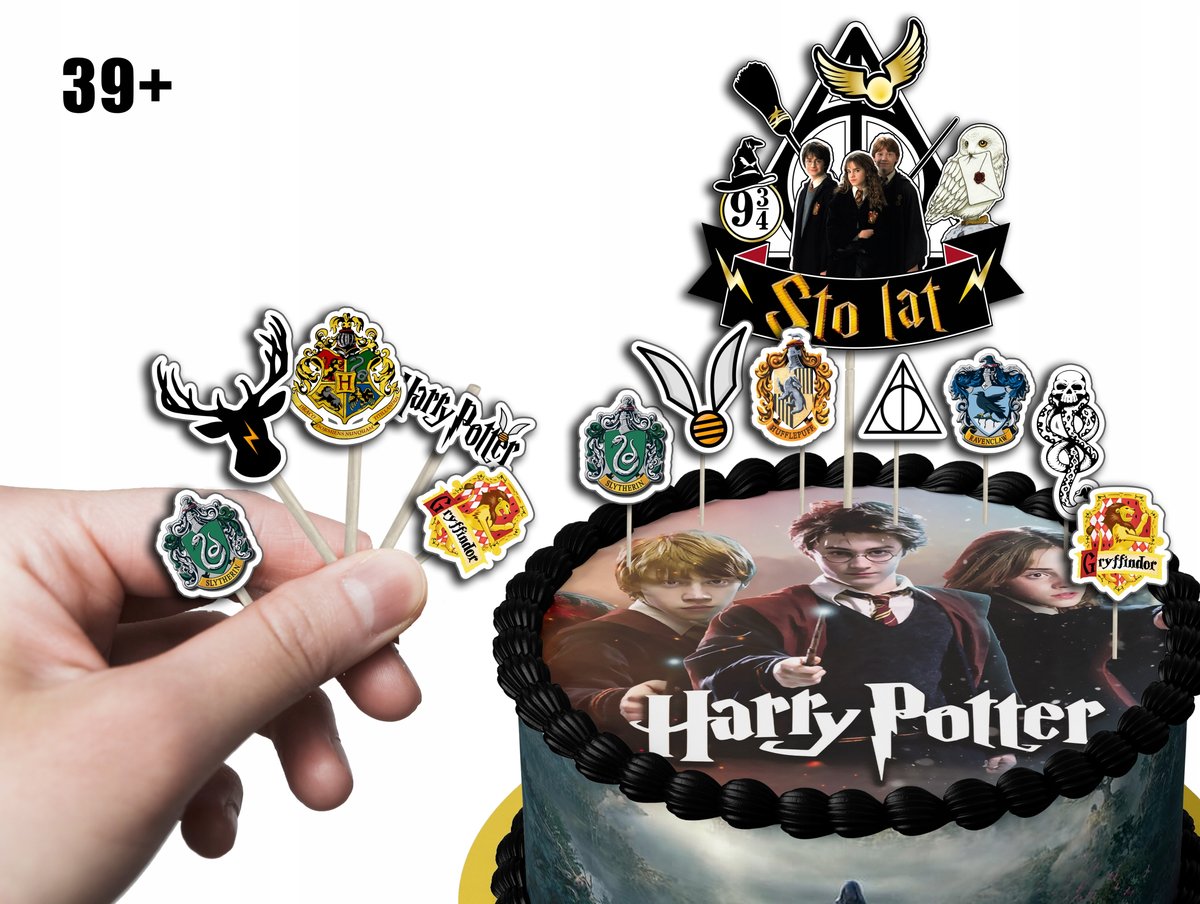 TOPPERY NA TORT (10szt) + duży TOPPER Najlepszego - HARR.Y POTT.ER ...