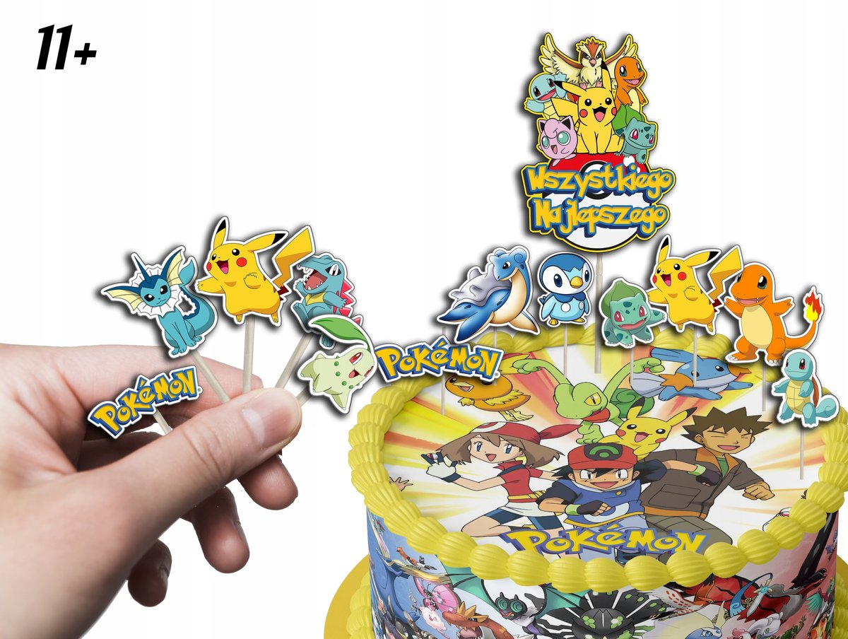 TOPPERY NA TORT (10szt) + duży TOPPER Najlepszego - POKE.MON PIKA.CHU ...