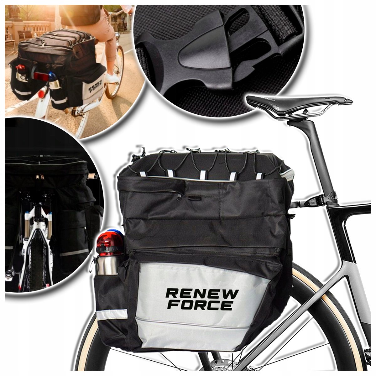 Torba Na Bagażnik Rowerowy DUŻA Sakwa Rowerowa Wodoodporna Tylna Lekka ...