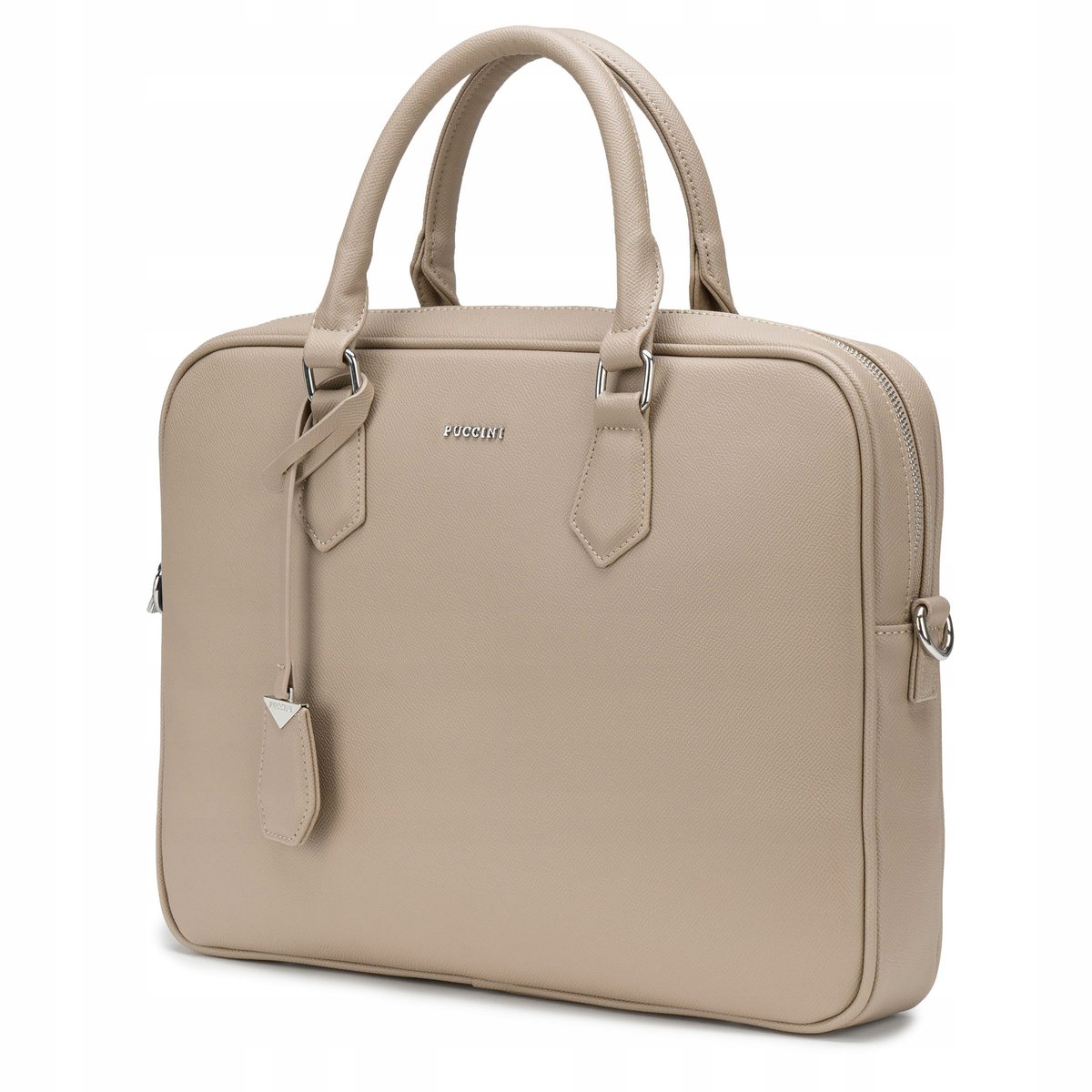 Torba Na Laptopa Damska Z Paskiem do Pracy 15'' PUCCINI Beżowa ...