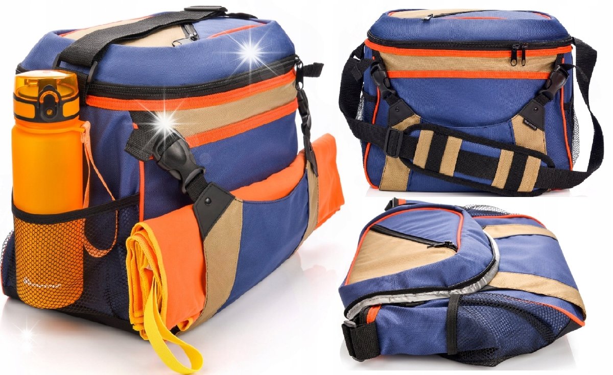 Torba Piknikowa Koszyk Box Termiczny Plażowy Składany Turystyczny 19.3L ...