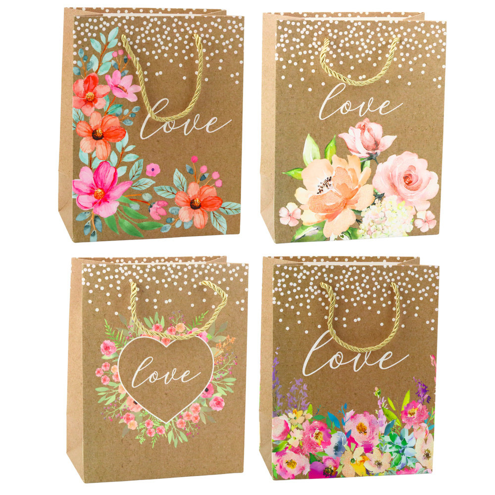 Torba Prezentowa Napis Love Kwiaty 23 x 18 x 10,5 cm - ikonka ...