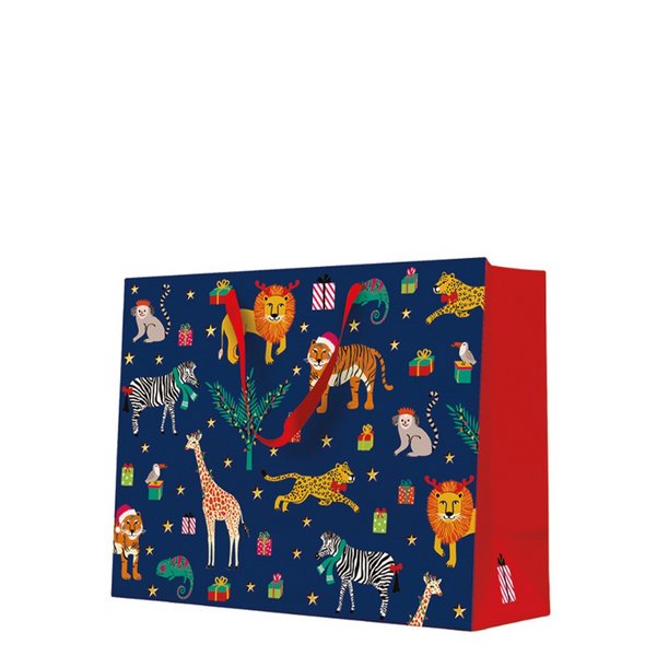 Torba prezentowa świąteczne zwierzęta fioletowa 33 x 26 x 13 cm - Inna ...