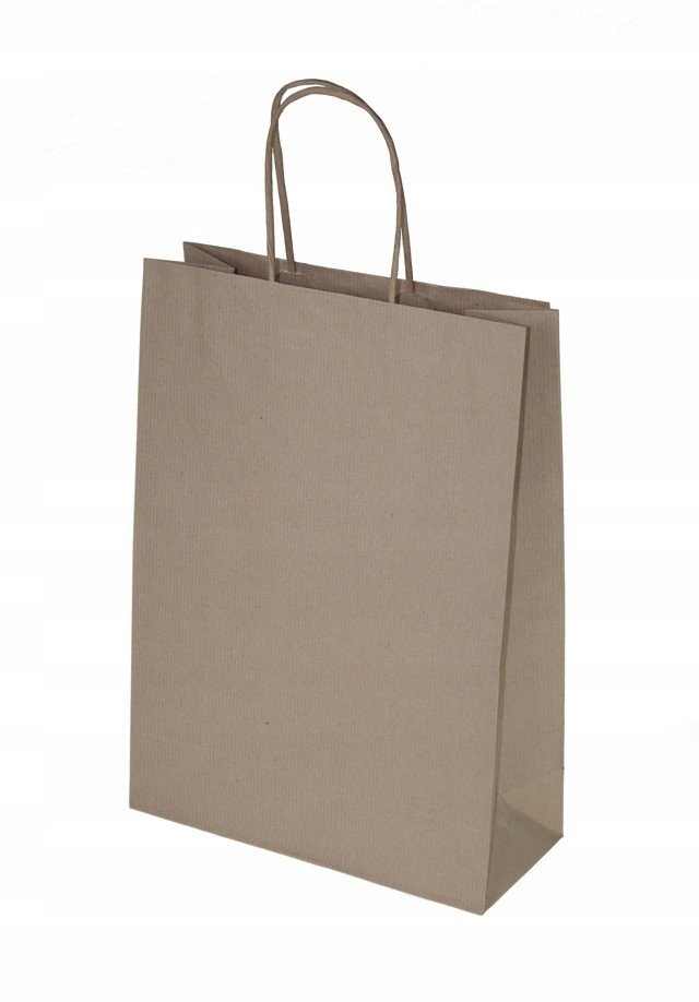 TORBY PAPIEROWE PRĄŻKOWANE 24x10x32 cm A4 BRĄZOWE KRAFT Zestaw 5 sztuk ...