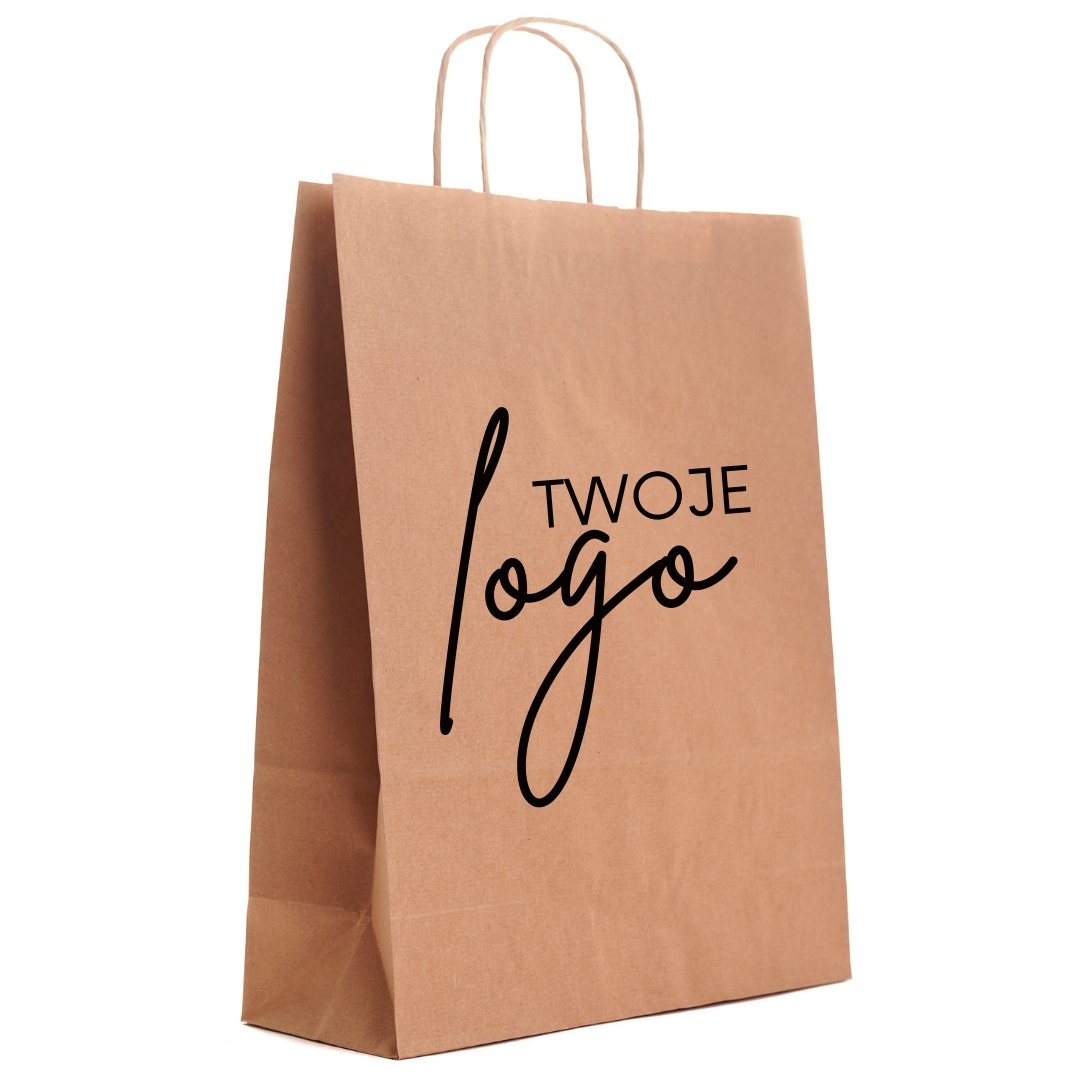 TORBY papierowe z NADRUKIEM 1+0 logo 24x10x32 100x - inna (Inny ...