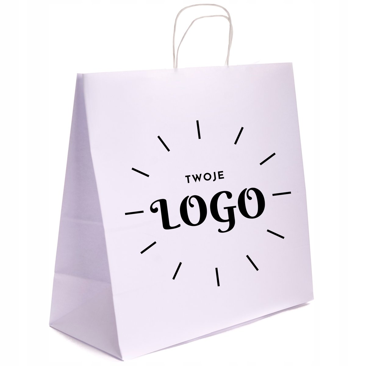 TORBY papierowe z NADRUKIEM 1+0 logo 40x18x39 100x - inna (Inny ...