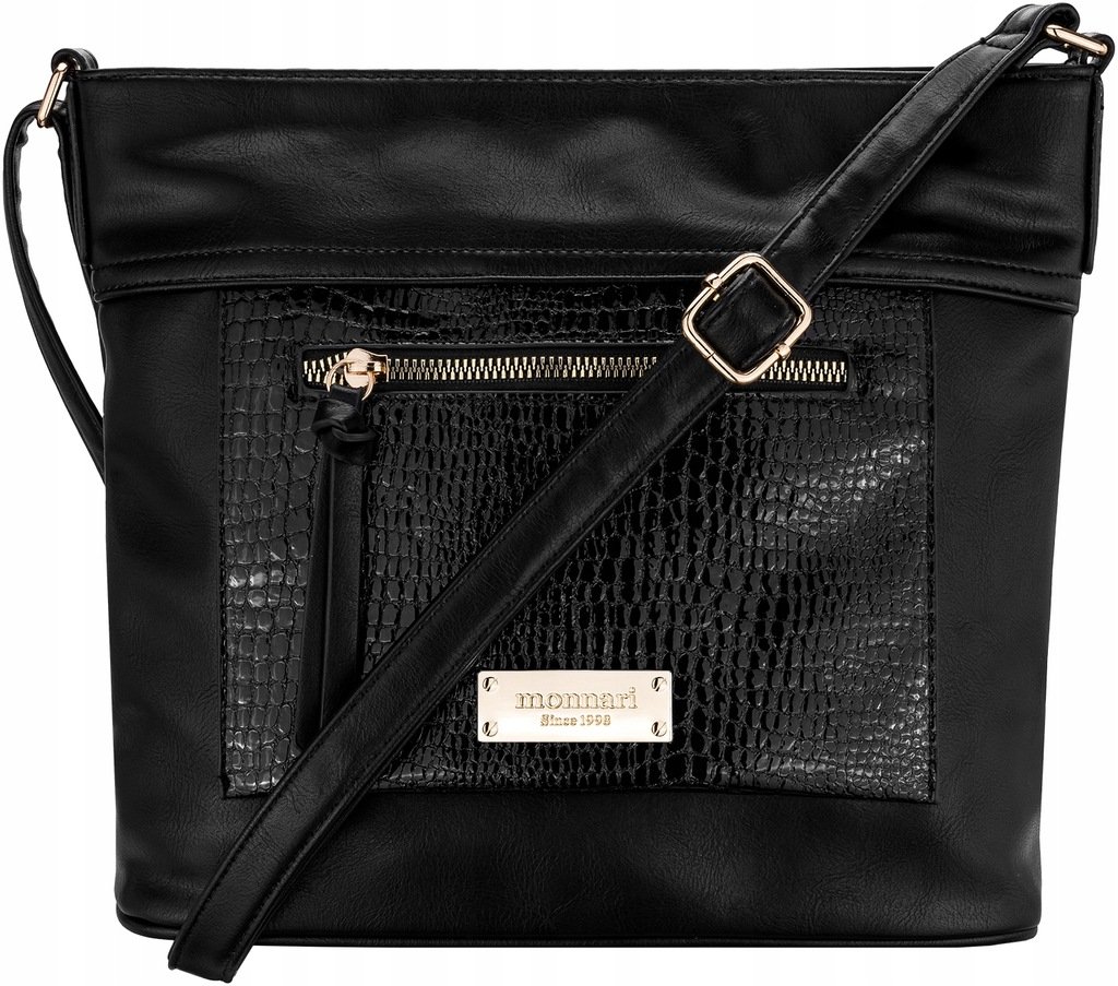 TOREBKA Czarna Listonoszka MONNARI Kieszonki CROCO Logo - MONNARI | Moda Sklep EMPIK.COM