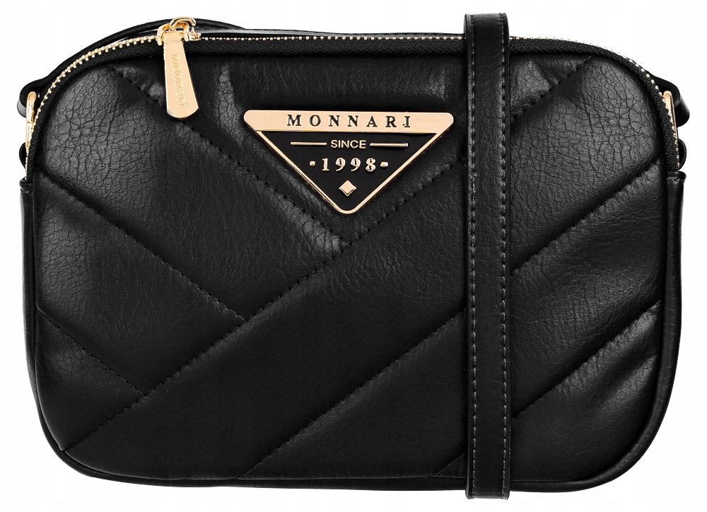 Torebka Czarna LISTONOSZKA MONNARI Pikowana LOGO - MONNARI | Moda Sklep EMPIK.COM