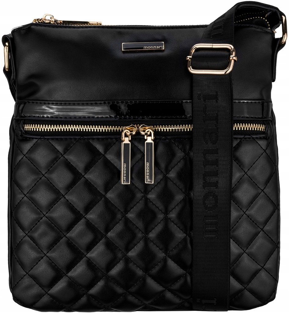 Torebka Czarna Listonoszka Monnari Pikowana Logo Kieszonki - MONNARI | Moda Sklep EMPIK.COM