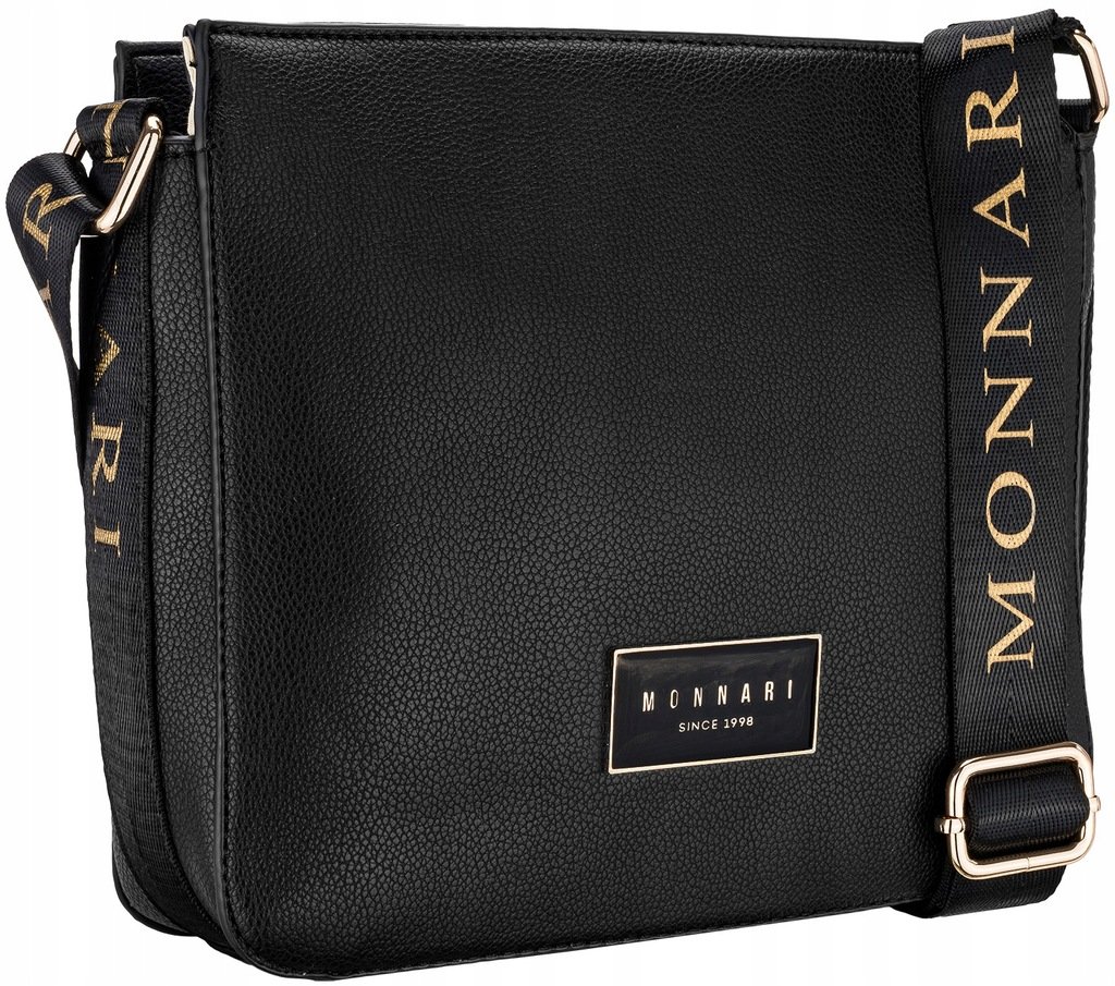 Torebka Damska Czarna Listonoszka Monnari Logowany Pasek - MONNARI | Moda Sklep EMPIK.COM