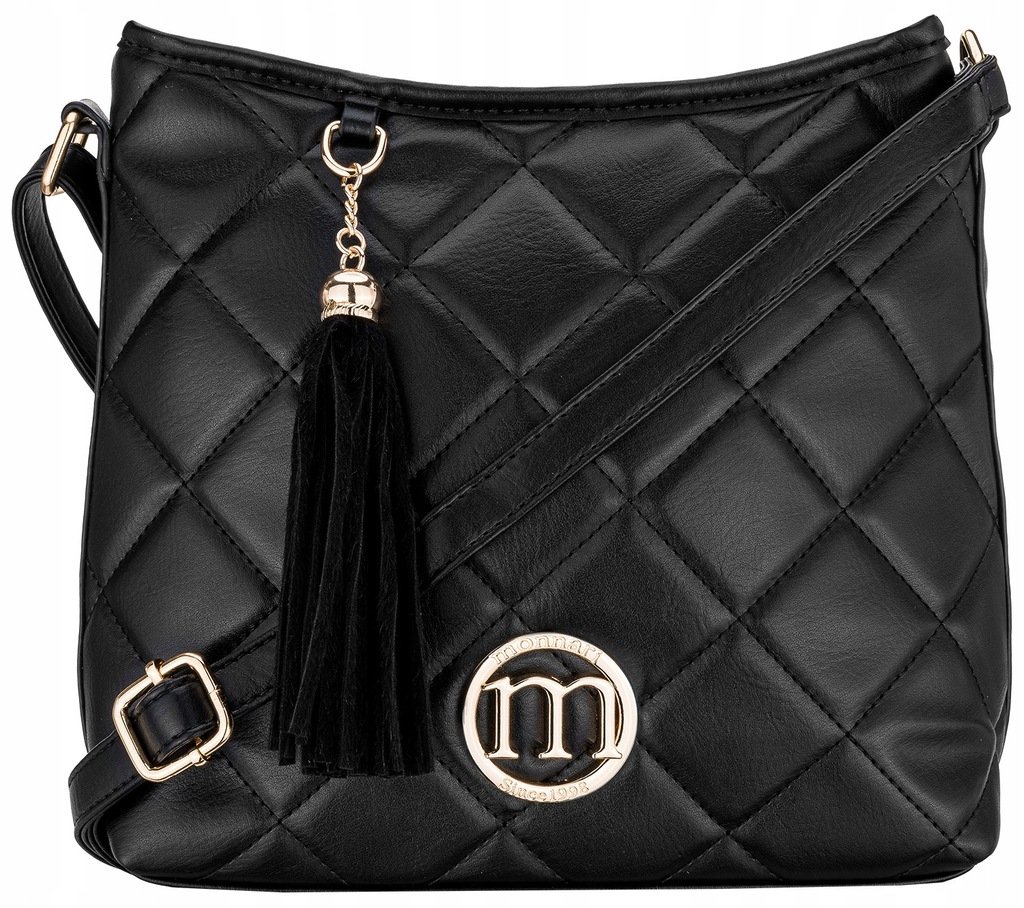 TOREBKA Damska MONNARI Czarna PIKOWANA LISTONOSZKA ZAWIESZKA Logo - MONNARI | Moda Sklep EMPIK.COM