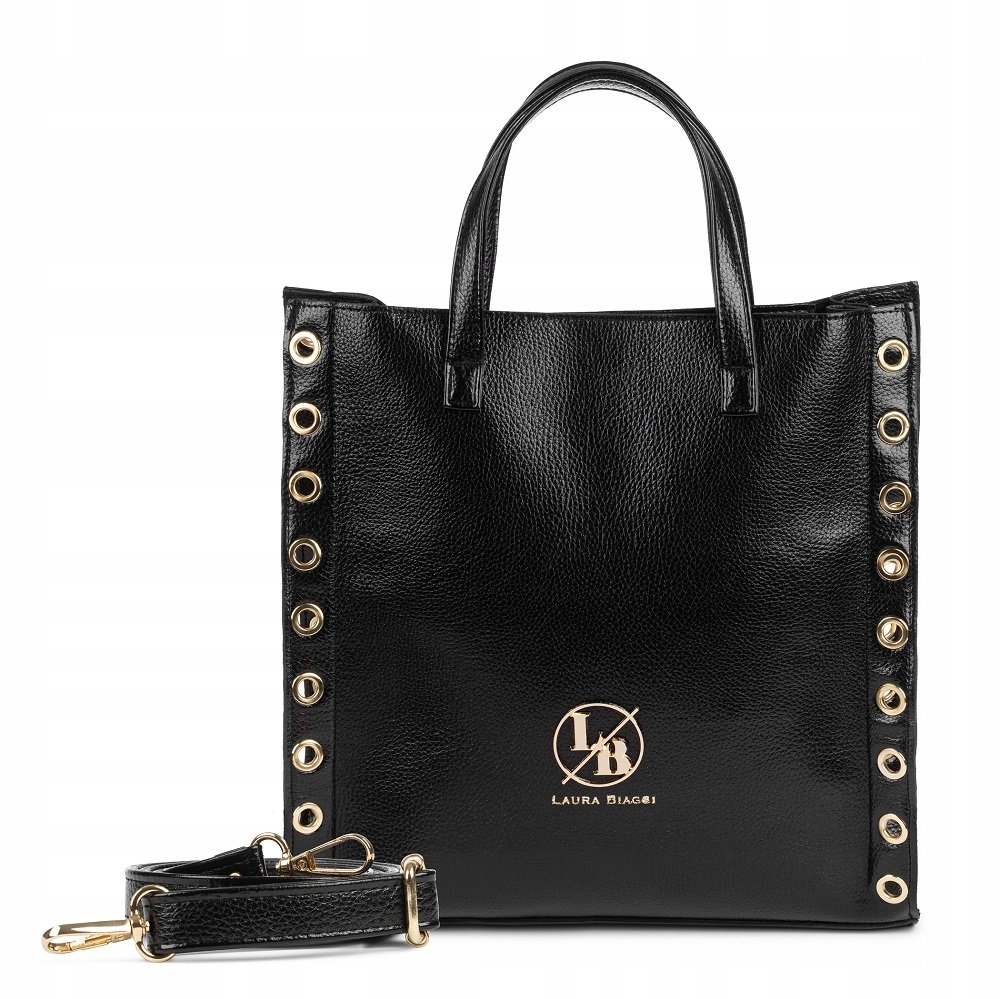 Torebka Damska Shopper Laura Biaggi Czarna Torba - Laura Biaggi | Moda Sklep EMPIK.COM