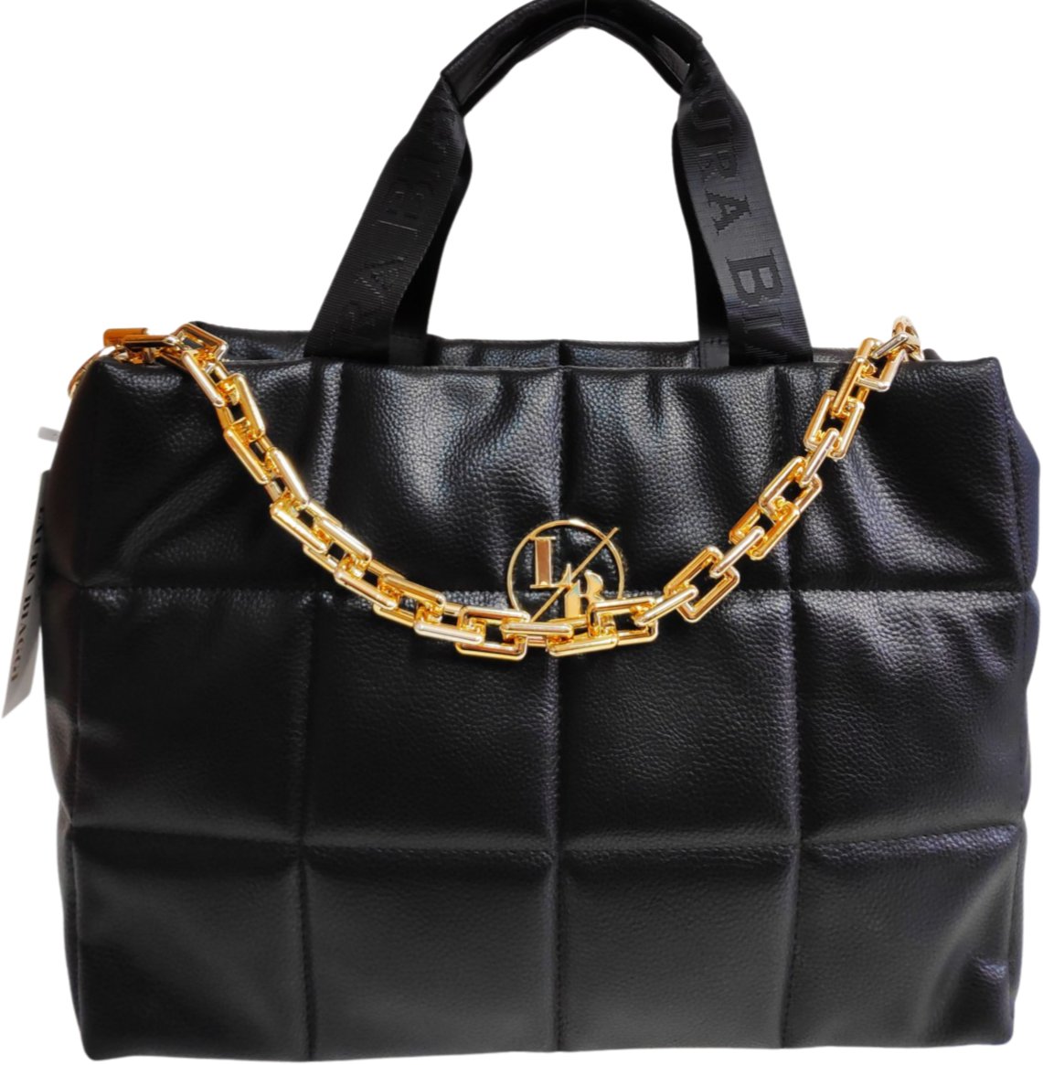 Torebka damska shopper Laura Biaggi Torba czarna pikowana A4 - Laura Biaggi | Moda Sklep EMPIK.COM