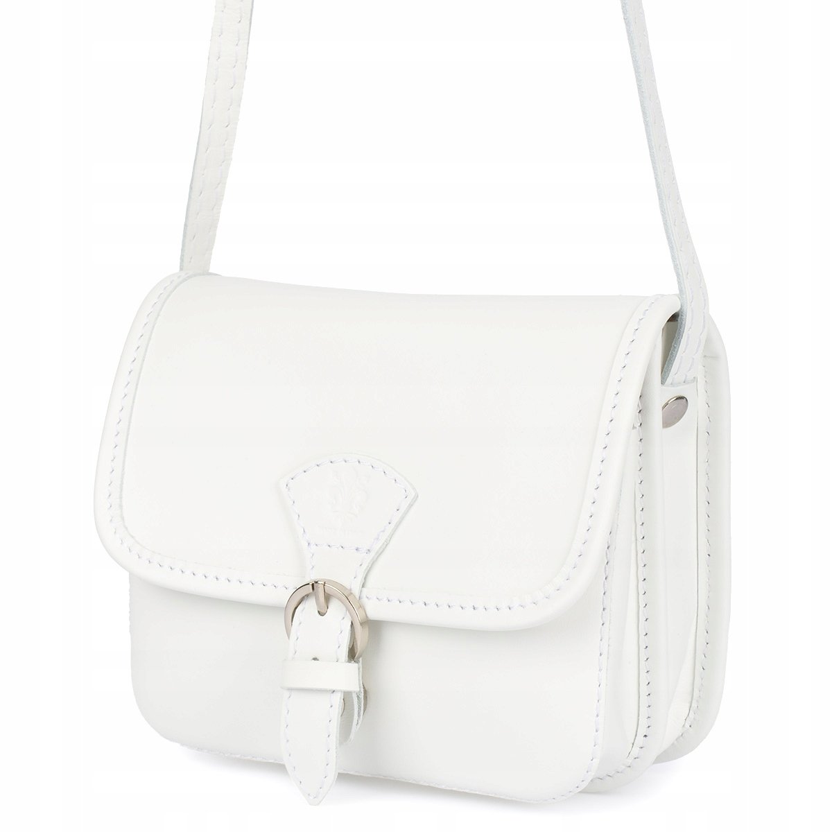 Torebka Damska Skórzana listonoszka mała na ramię wizytowa Biała ...