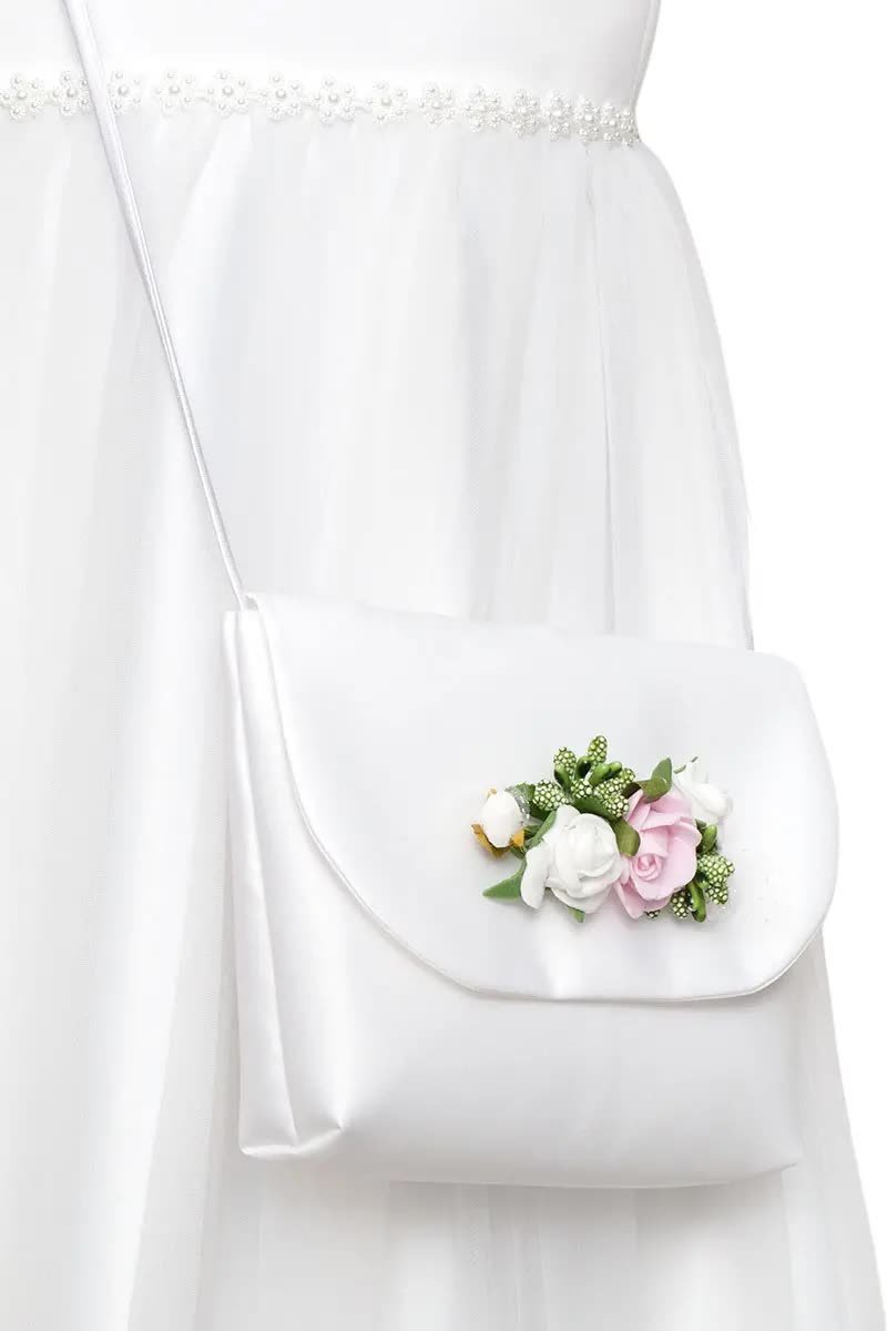 Torebka do komunii z satyny przez ramię torebki komunijne dla dziewczynki komunia Madomi model ...