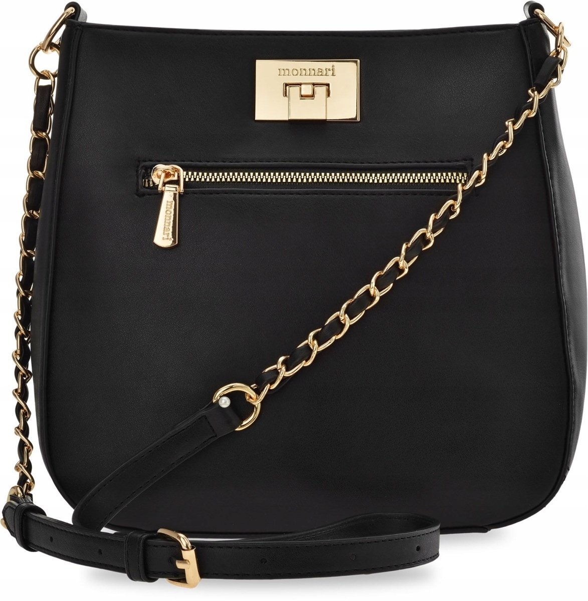Torebka Duża Listonoszka Monnari Czarna Logo Ramię - MONNARI | Moda Sklep EMPIK.COM