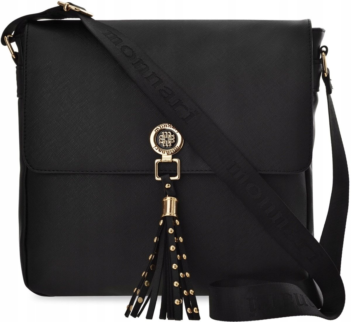 Torebka duża listonoszka monnari czarna ramię logo - MONNARI | Moda Sklep EMPIK.COM