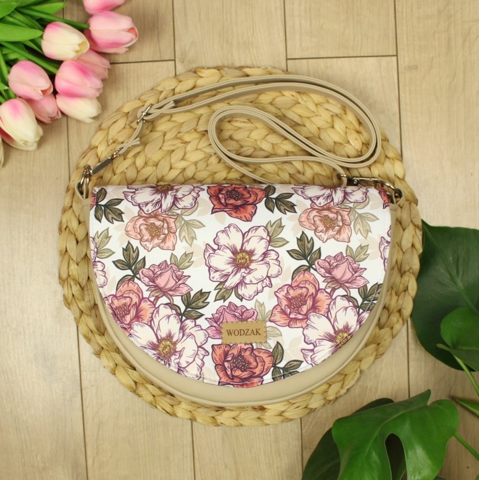 Torebka Erin beżowa z wymienną klapką w kwiaty vintage - Inny producent ...