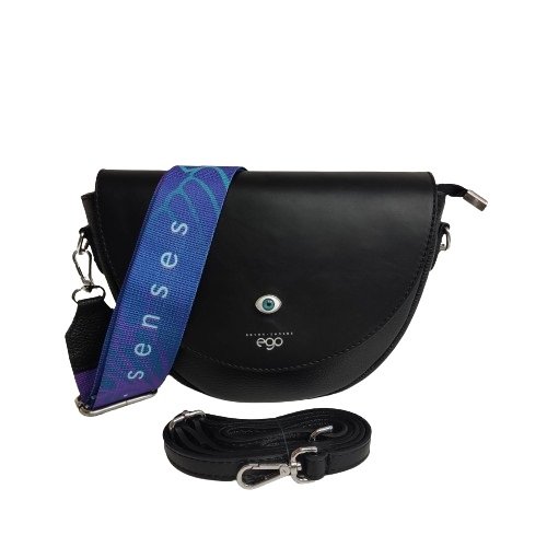 Torebka listonoszka Ego czarna z klapką skóra naturalna dwa paski - Inna marka | Moda Sklep ...