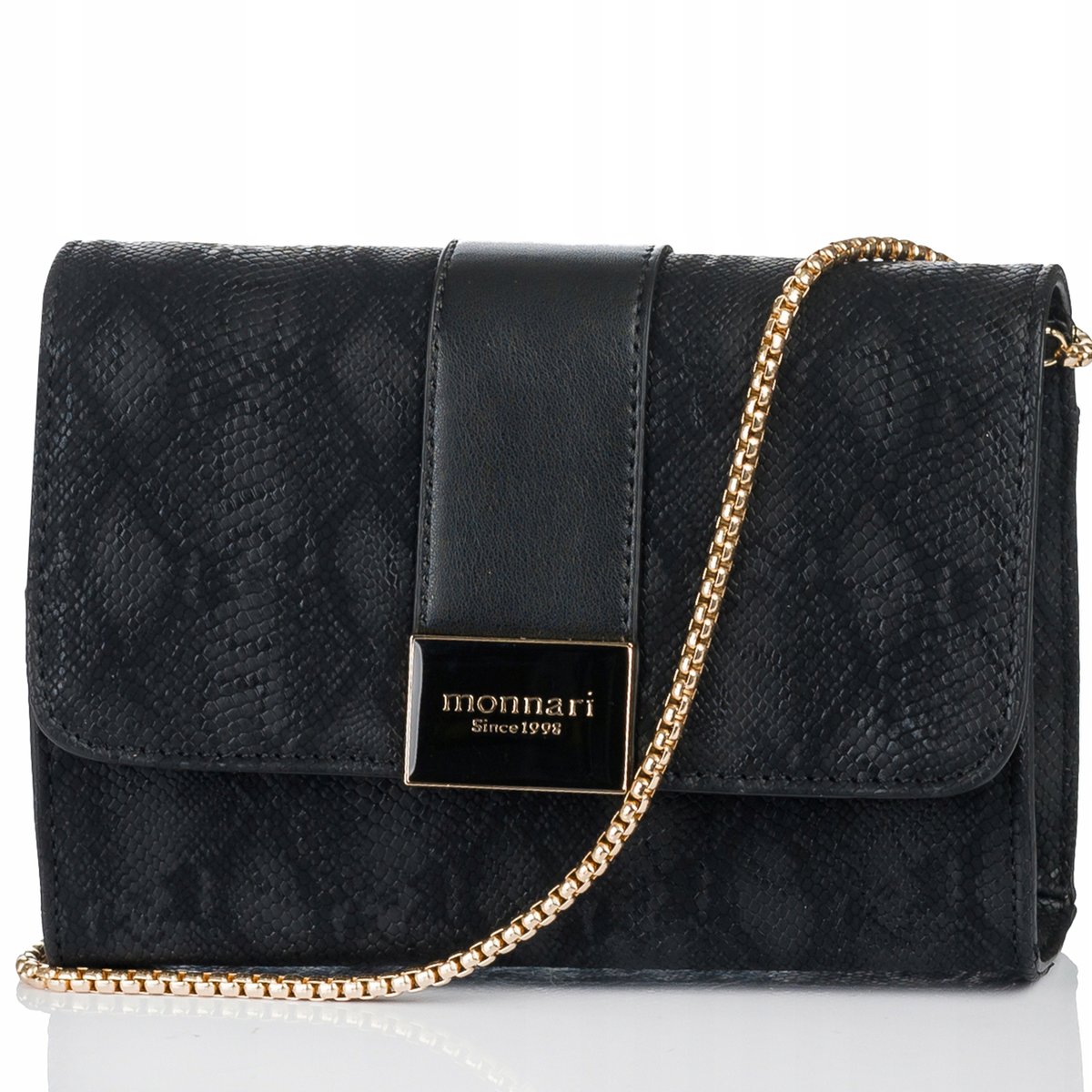 TOREBKA LISTONOSZKA MONNARI WIZYTOWA KOPERTÓWKA Czarna na łańcuszku - MONNARI | Moda Sklep EMPIK.COM
