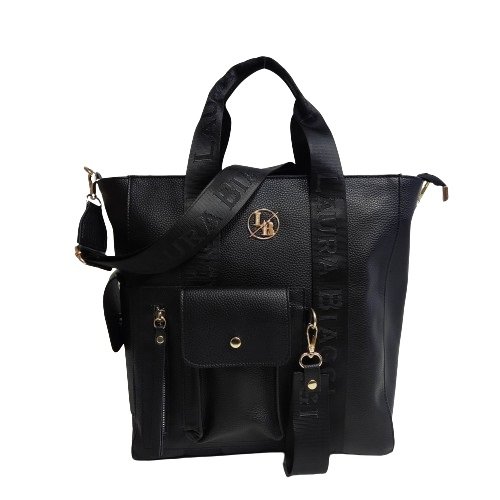 Torebka shopper Laura Biaggi listonoszka czarna A4 - Inna marka | Moda Sklep EMPIK.COM