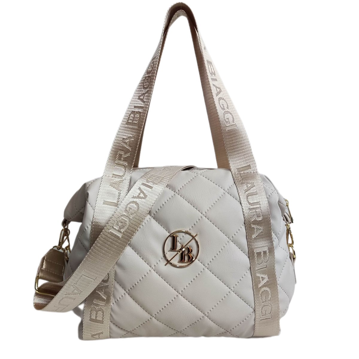 Torebka shopper Laura Biaggi Torba na ramię beżowa pikowana - Laura Biaggi | Moda Sklep EMPIK.COM