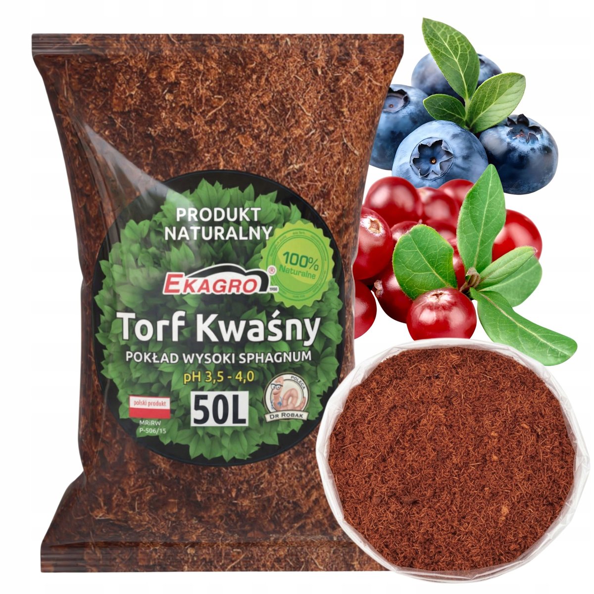 Torf Kwaśny Litewski Ogrodniczy 50L do Borówek Iglaków Podłoże Uprawne ...