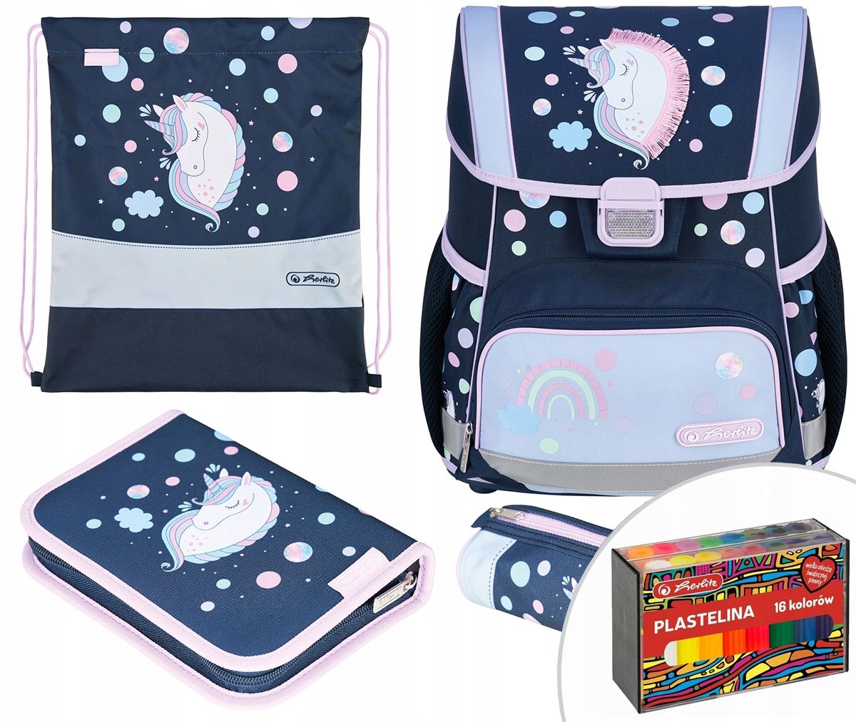 TORNISTER HERLITZ LOOP PLUS UNICORN DREAMS JEDNOROZEC ZESTAW KLASA 1-3 ...
