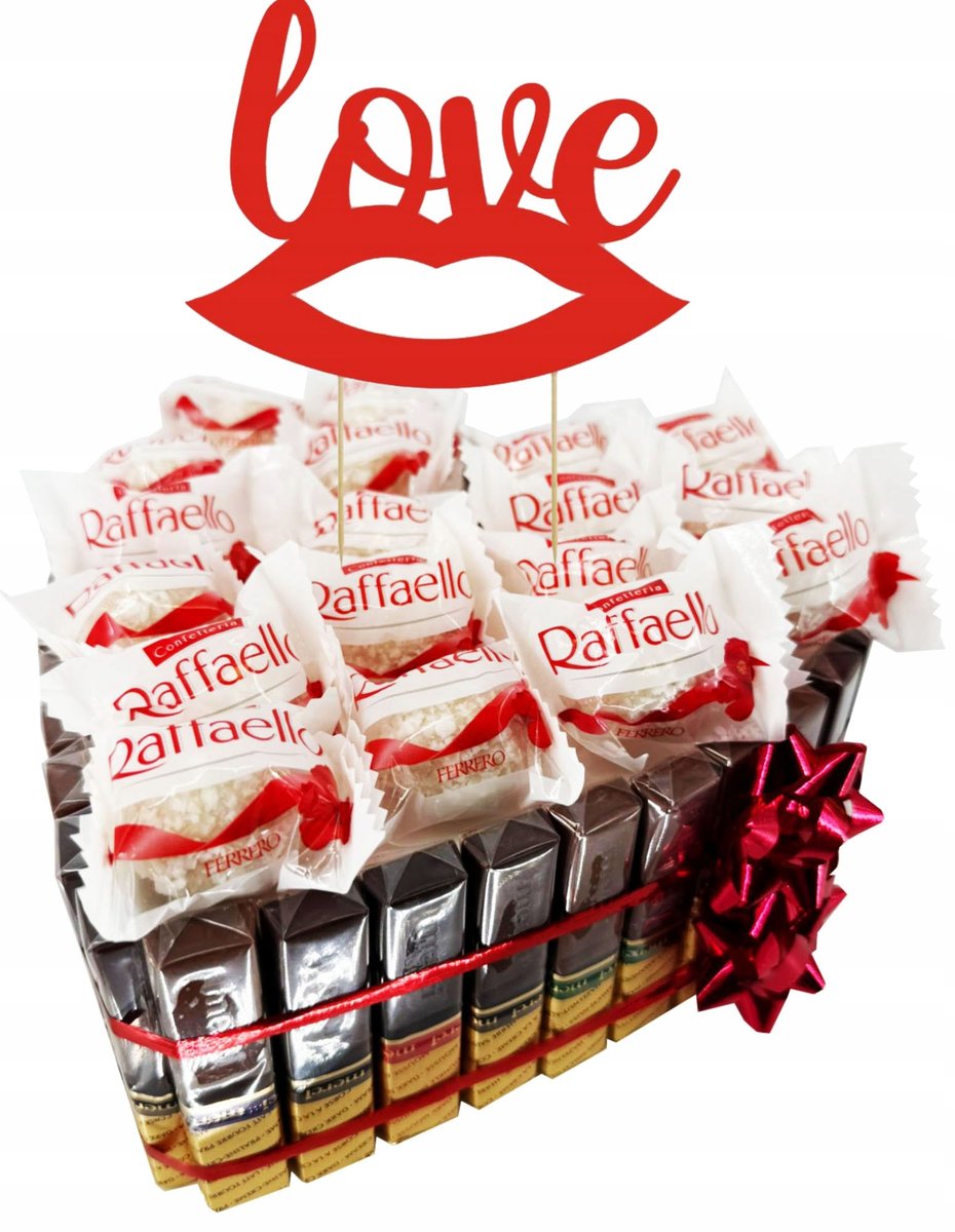 Tort Merci Raffaello- Zestaw Prezent Walentynki Urodziny Kosz ...
