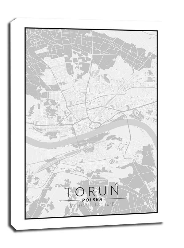 Toruń mapa czarno biała - obraz na płótnie 40x60 cm - Galeria Plakatu ...