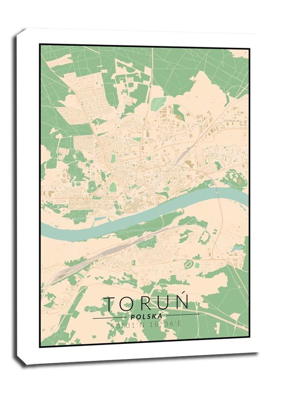 Toruń mapa kolorowa - obraz na płótnie 40x60 cm - Galeria Plakatu ...