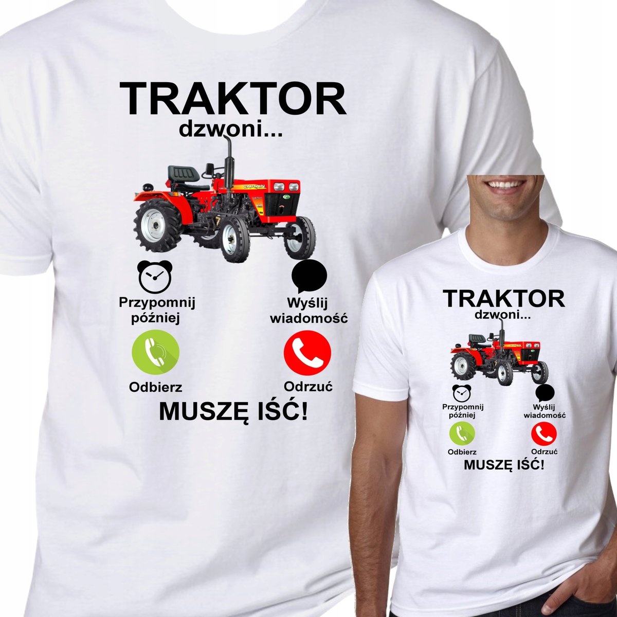 Traktor Dzwoni Muszę Iść Koszulka Rolnika Xxl 3104 - Inna marka | Moda ...
