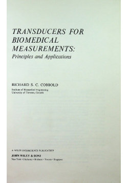 Transducers for Biomedical Measurements Principles and Applications ...