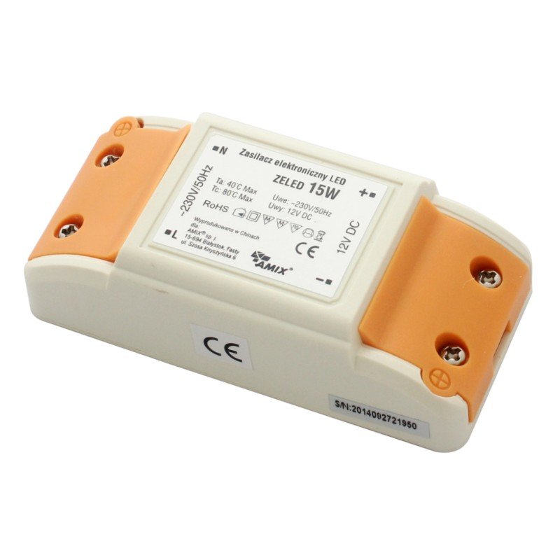 TRANSFORMATOR ELEKTRONICZNY DO LAMP LED WEWNĘTRNYCH LedDRIVER AN-15W ...