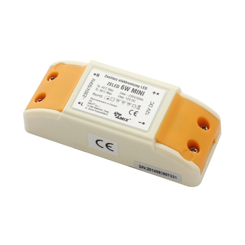 TRANSFORMATOR ELEKTRONICZNY DO LAMP LED WEWNĘTRNYCH LedDRIVER AN-6W/12V ...
