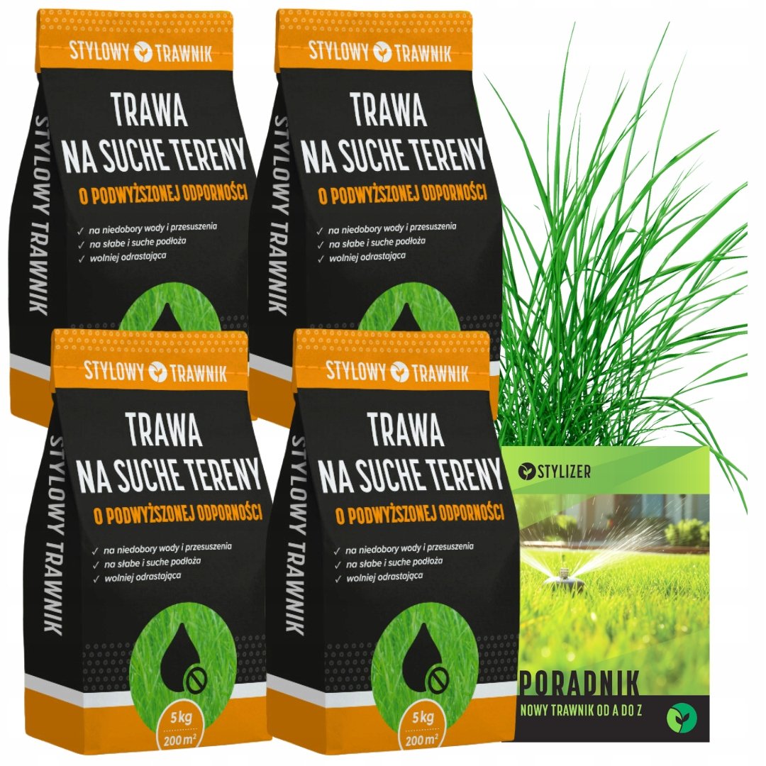 TRAWA NASIONA Na tereny suche Odporna Samozageszczająca Trawnik 20kg ...