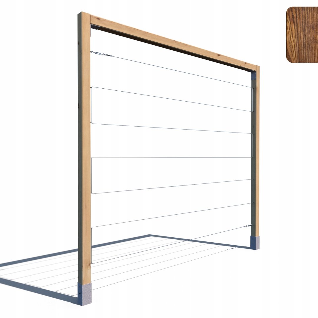 Trejaż drewniany z linami stalowymi R 210x224 | pergola | ciemny dąb ...